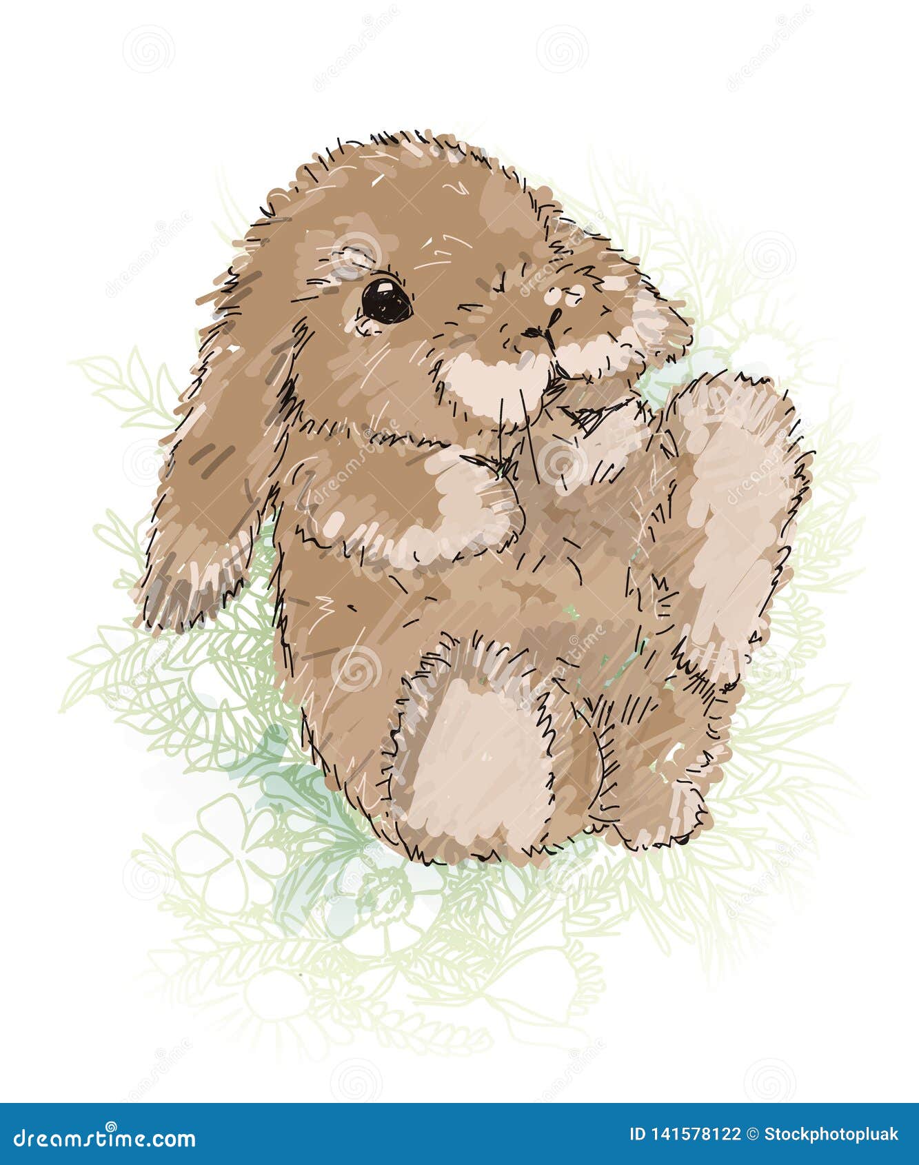 Hand Drawn Vector Rabbit Cute Bunny Stock Vector Illustration Of