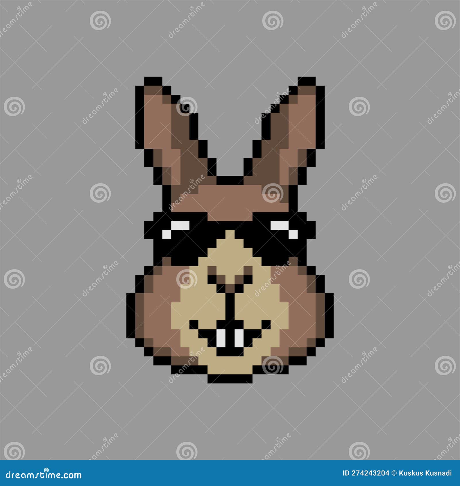 Bunny head with pixel art stock vector. Illustration of design - 274243204