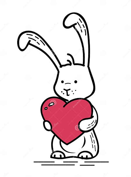 Bunny with heart stock vector. Illustration of love, gift - 97813729