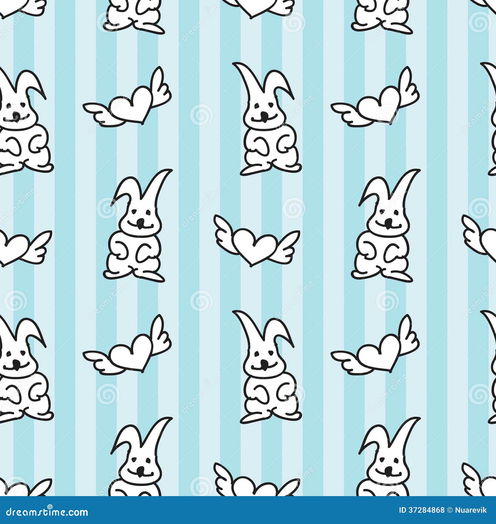 Bunny Heart Seamless Pattern Stock Illustration - Illustration of print ...