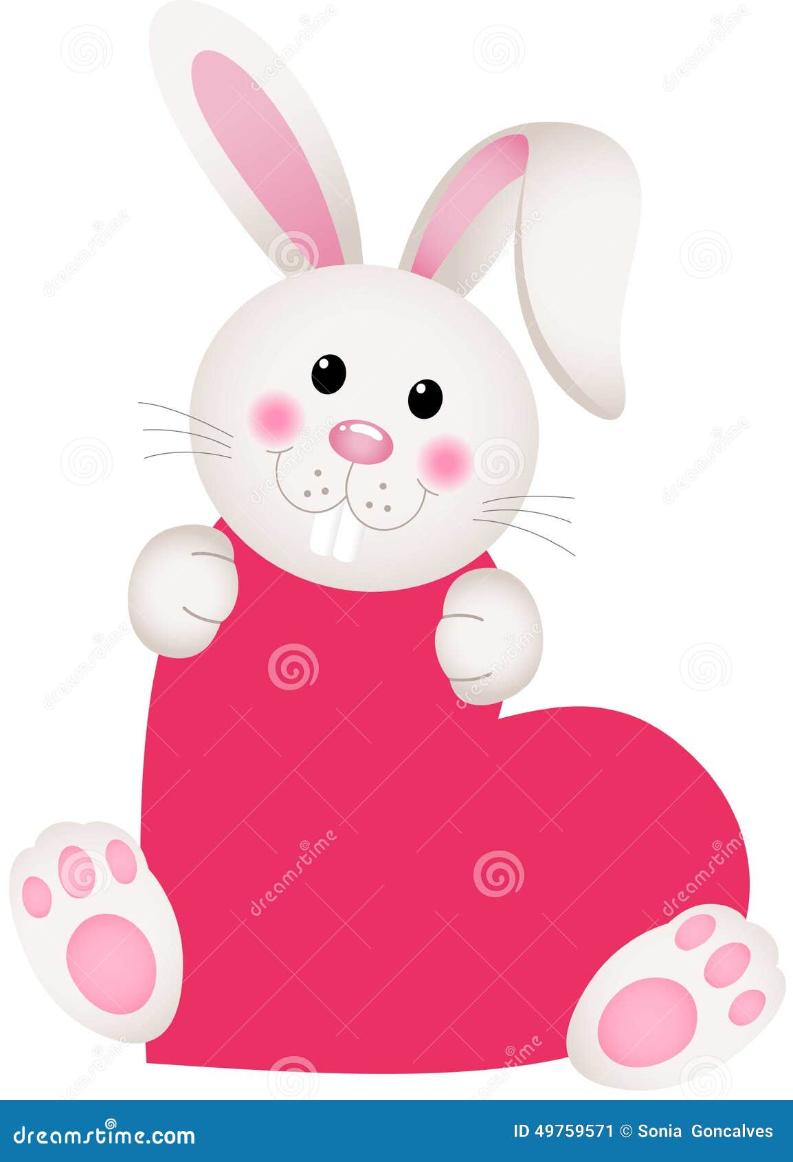 Bunny on heart shaped stock vector. Illustration of bunny - 49759571