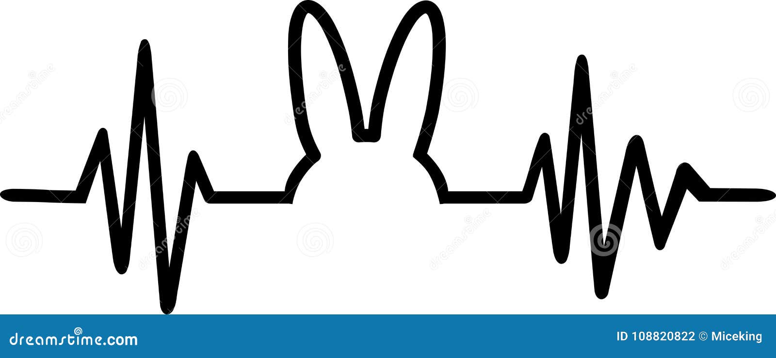 Bunny Heartbeat Line with Bunny Stock Vector - Illustration of ...