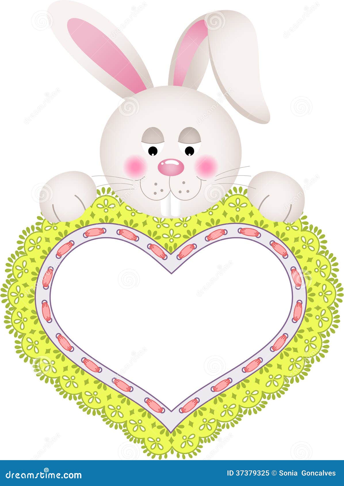 Bunny Holding Embroidered Heart Ilustração Stock - Ilustração de fofofo ...