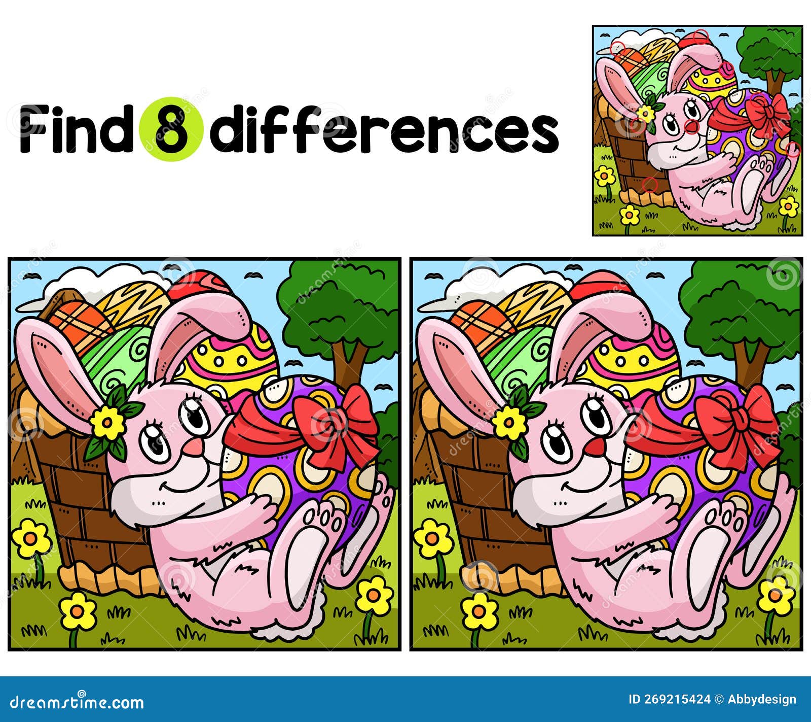 Bunny Hugging Easter Egg Find the Differences Stock Vector ...