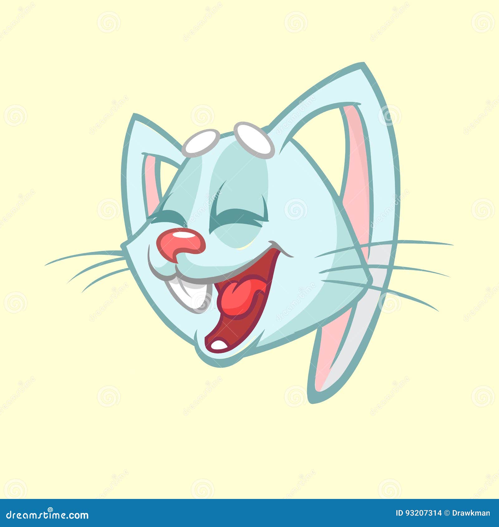 Bunny Icon Element. Cartoon of a Laughing Rabbit Head Isolated White ...