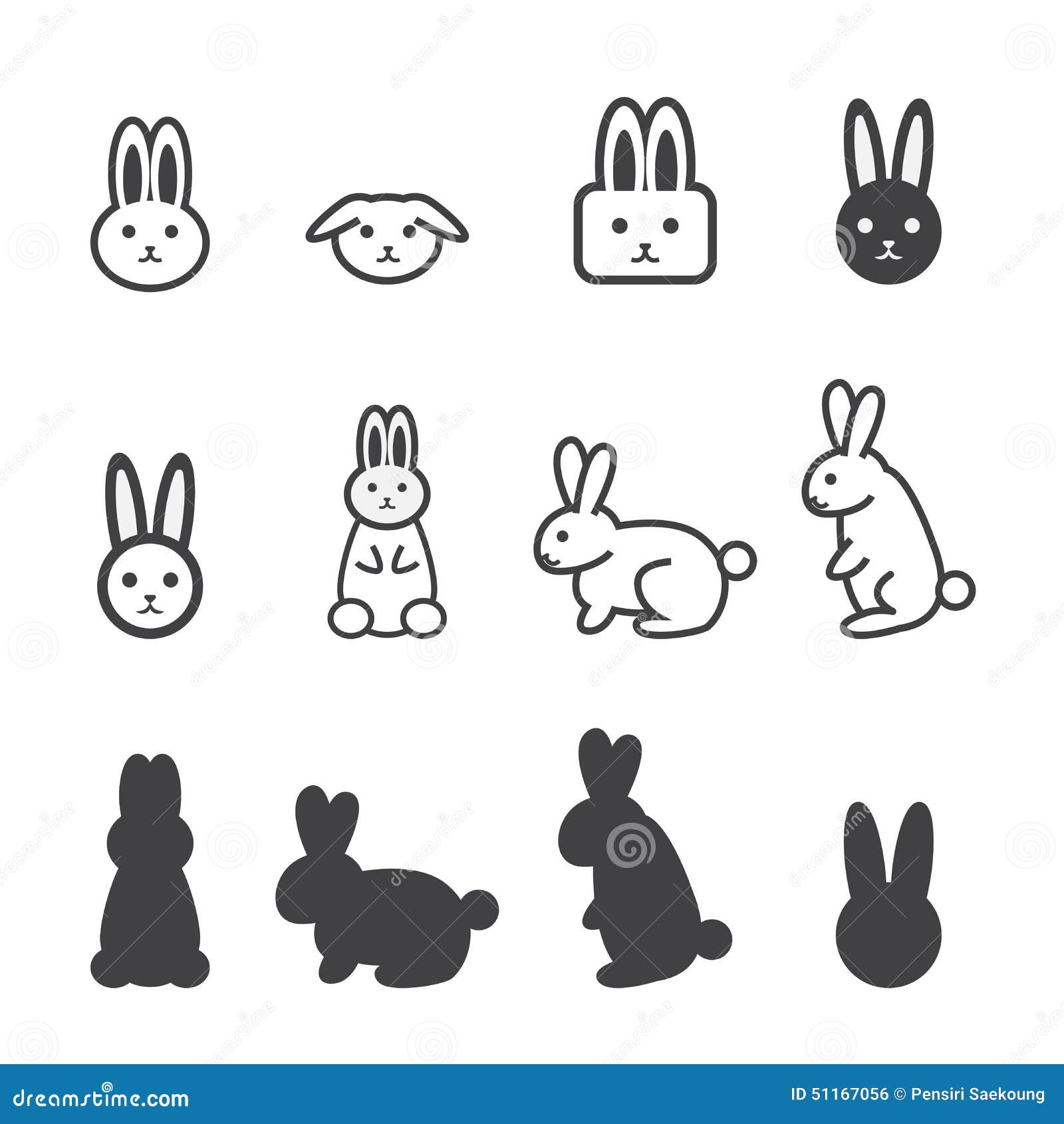 Bunny icon stock vector. Illustration of pose, cartoon - 51167056
