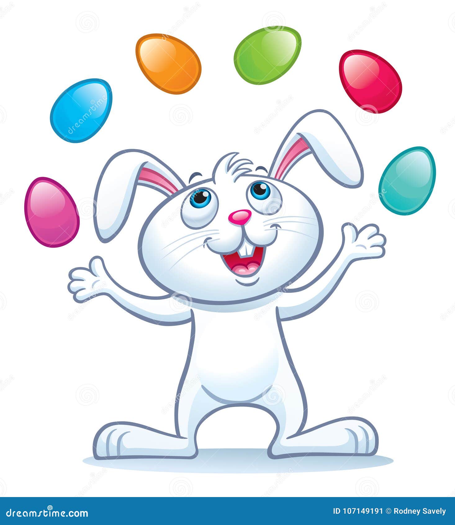 Bunny Juggling Easter Eggs stock illustration. Illustration of cute ...