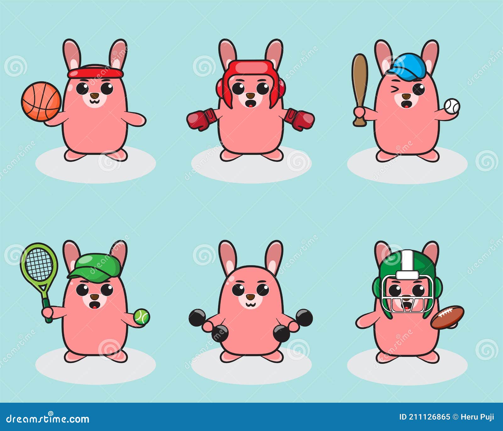 Cartoon Illustration of a Cute Little Rabbit in Sport. Stock Vector ...