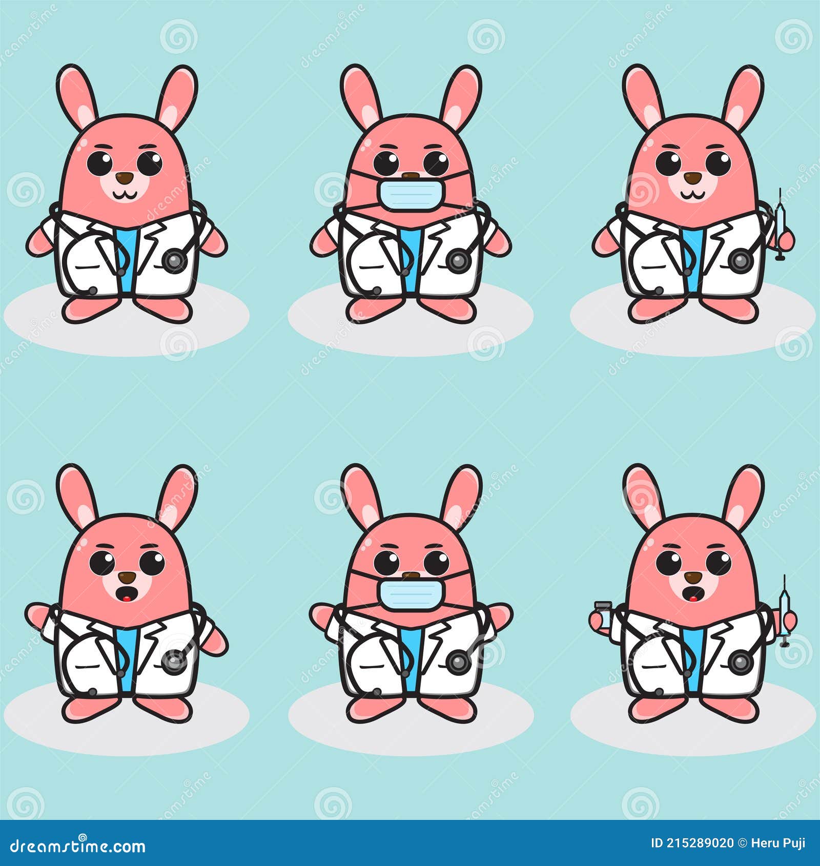 Cartoon Illustration of a Cute Little Rabbit Doctor. Stock Vector ...