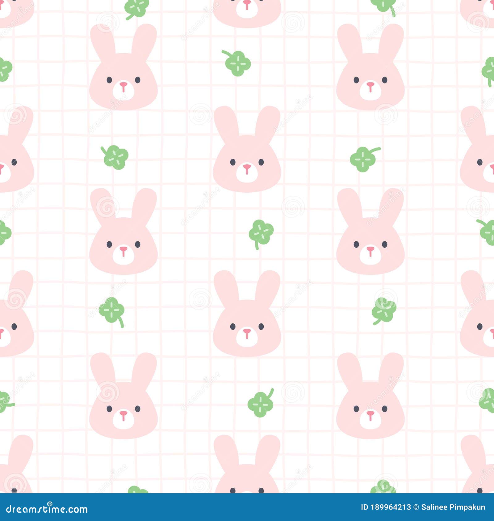 Bunny and Lucky Leaf Clover Seamless Pattern Background Stock Vector ...
