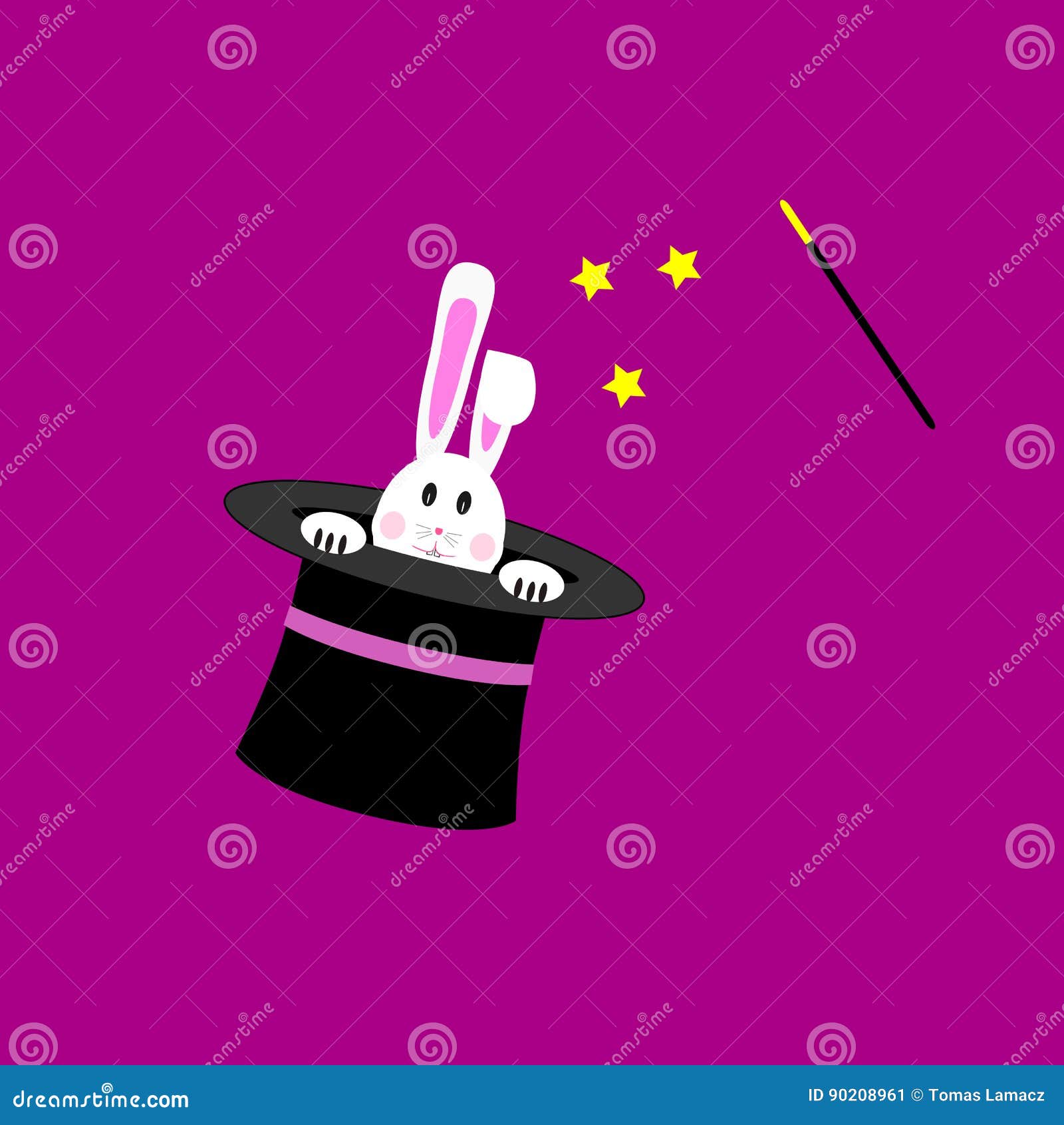 Bunny in a magic hat stock vector. Illustration of magician - 90208961