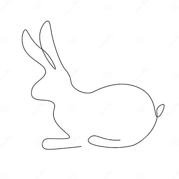 Bunny One Line Drawing Vector Illustration Stock Vector - Illustration ...