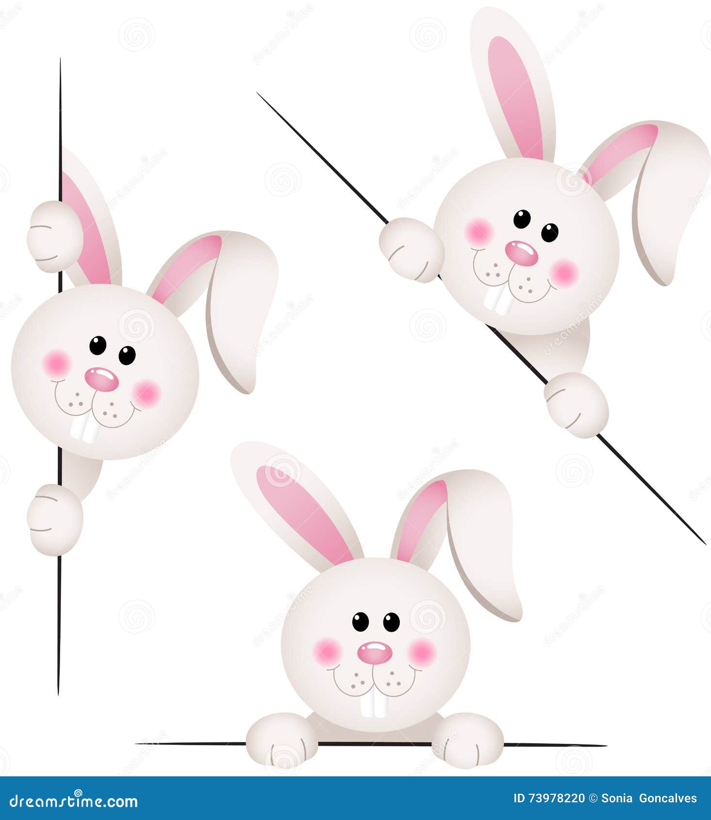 Bunny Peeking from Behind in Various Positions Stock Vector ...