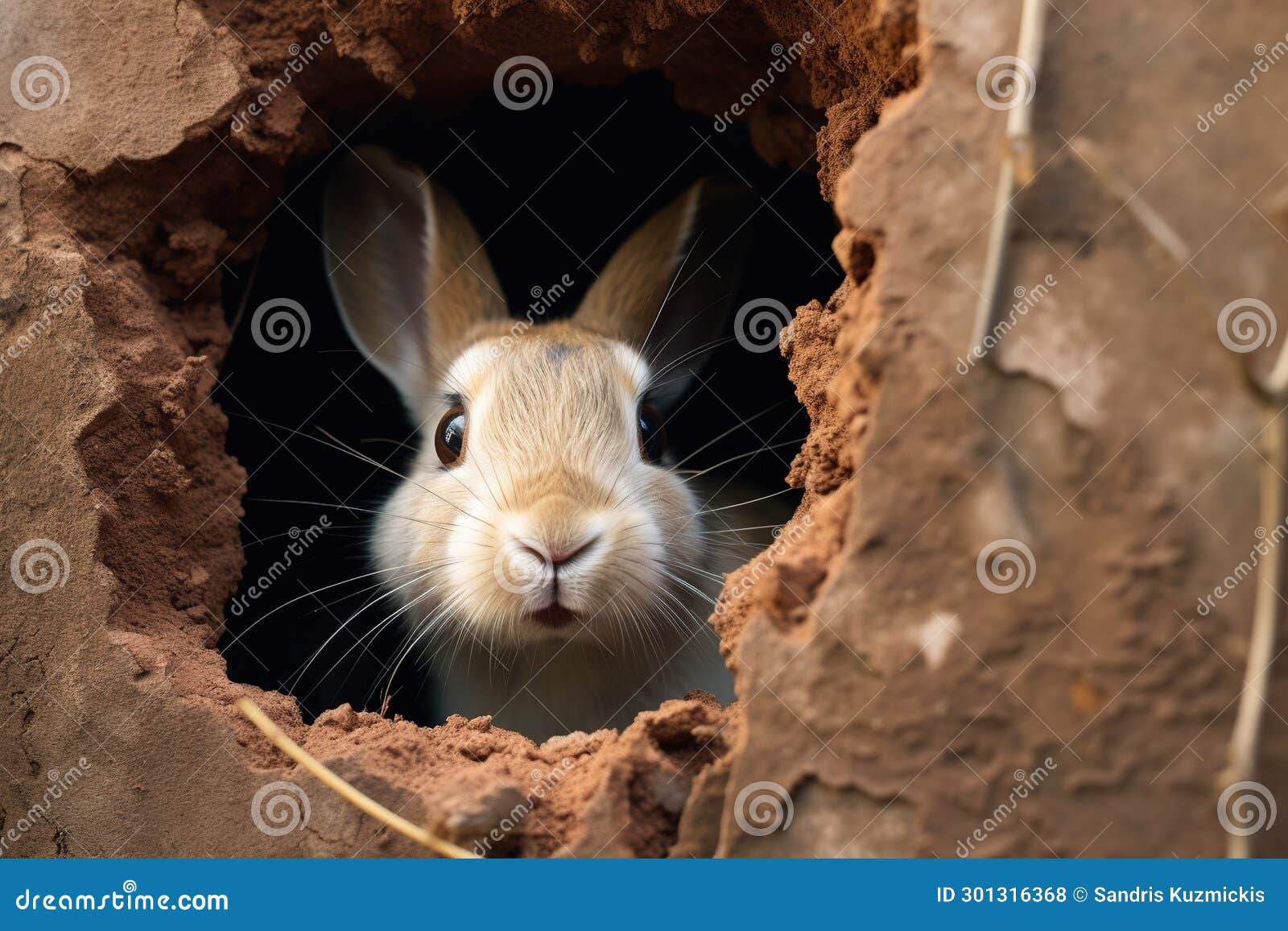 Bunny Peeking Out of a Hole in Wall. Generative AI Stock Illustration ...