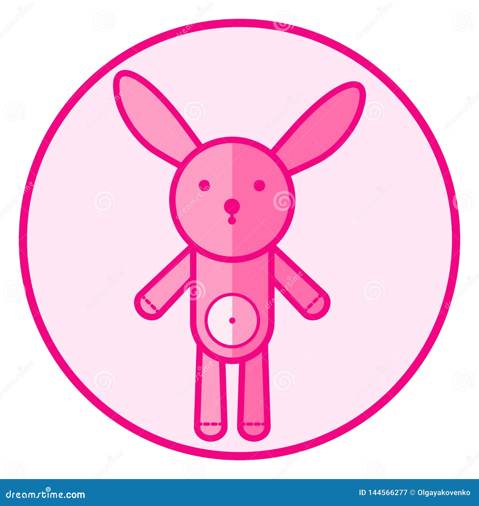 Bunny. Pink Baby Icon on a White Background Stock Vector - Illustration ...