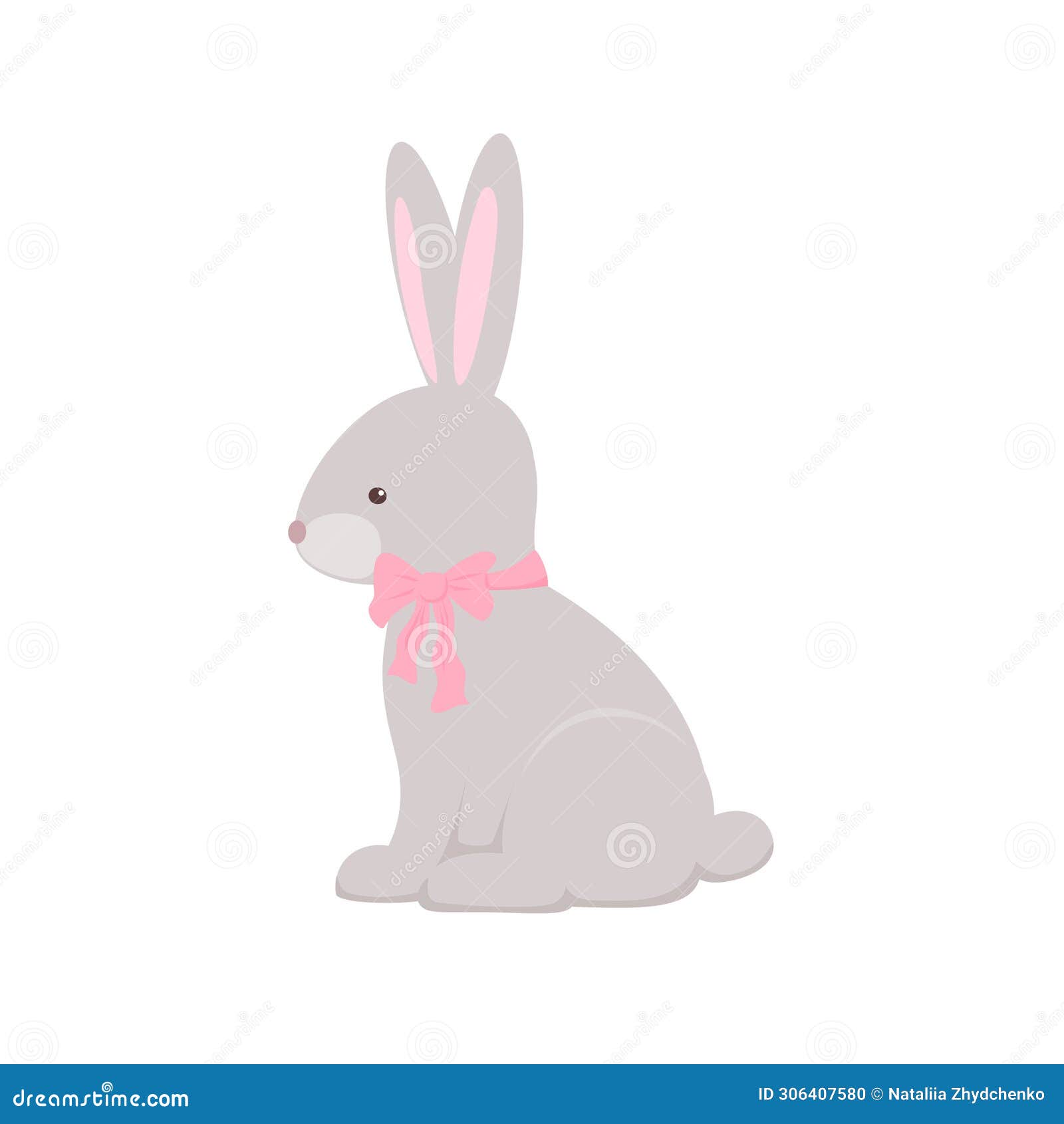 Bunny with pink bow stock vector. Illustration of symbol - 306407580