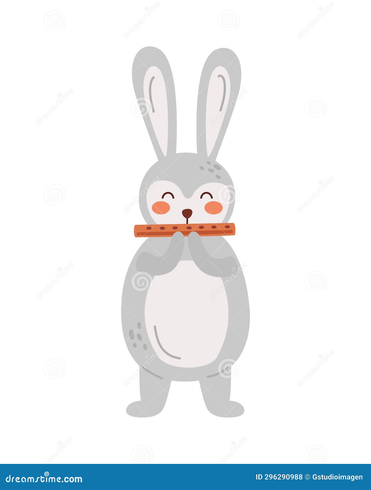 Bunny playing flute stock illustration. Illustration of performance ...