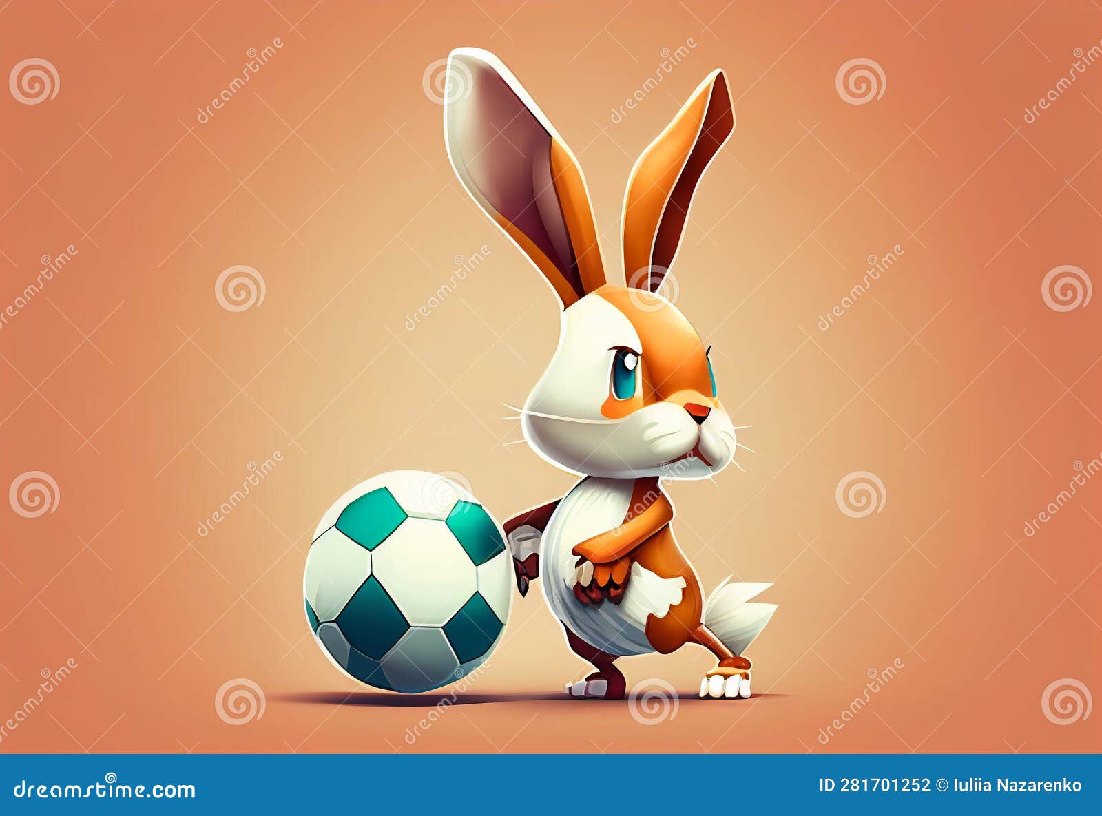 Bunny Playing with a Soccer Ball Cartoon Style. AI Generated Stock ...