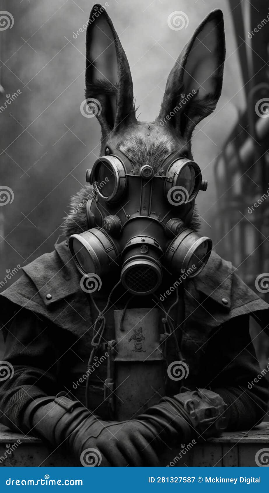 Bunny Rabbit Character in Gasmask Closeup. Created Using Ai Generative ...