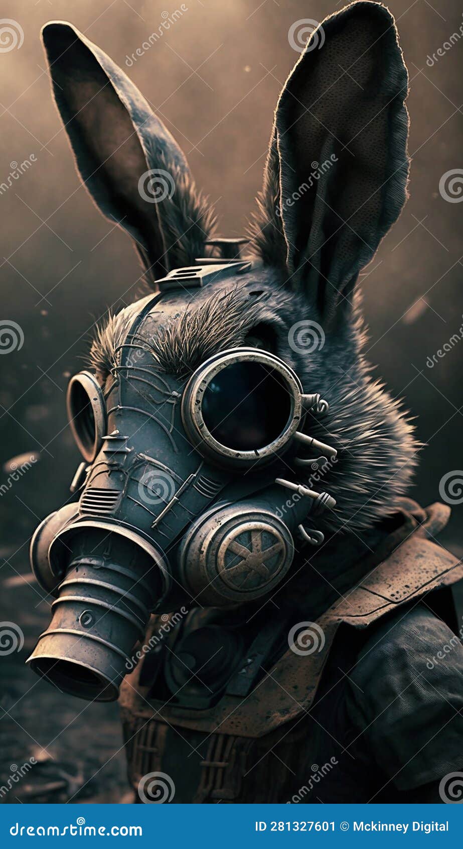 Bunny Rabbit Character in Gasmask Closeup. Created Using Ai Generative ...