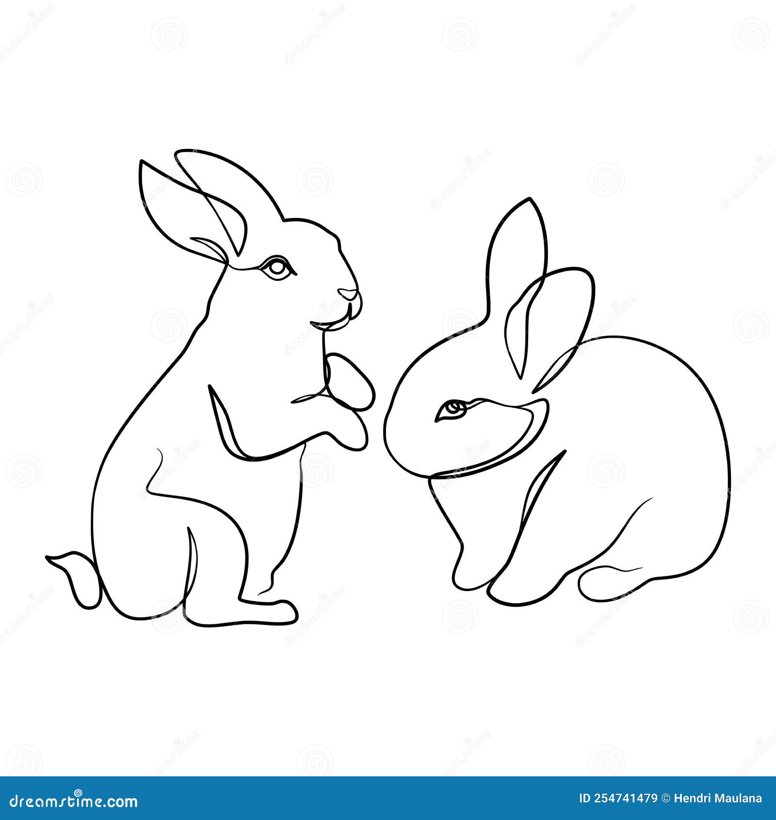 Bunny Rabbit Continuous Line Art Drawing Stock Vector - Illustration of ...