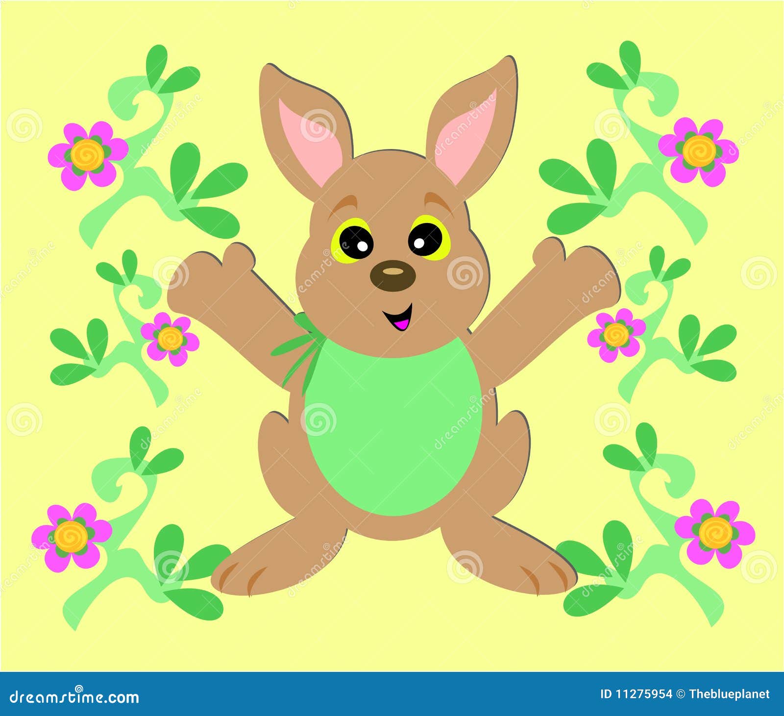 Bunny Rabbit with Flower Borders Stock Vector - Illustration of ...