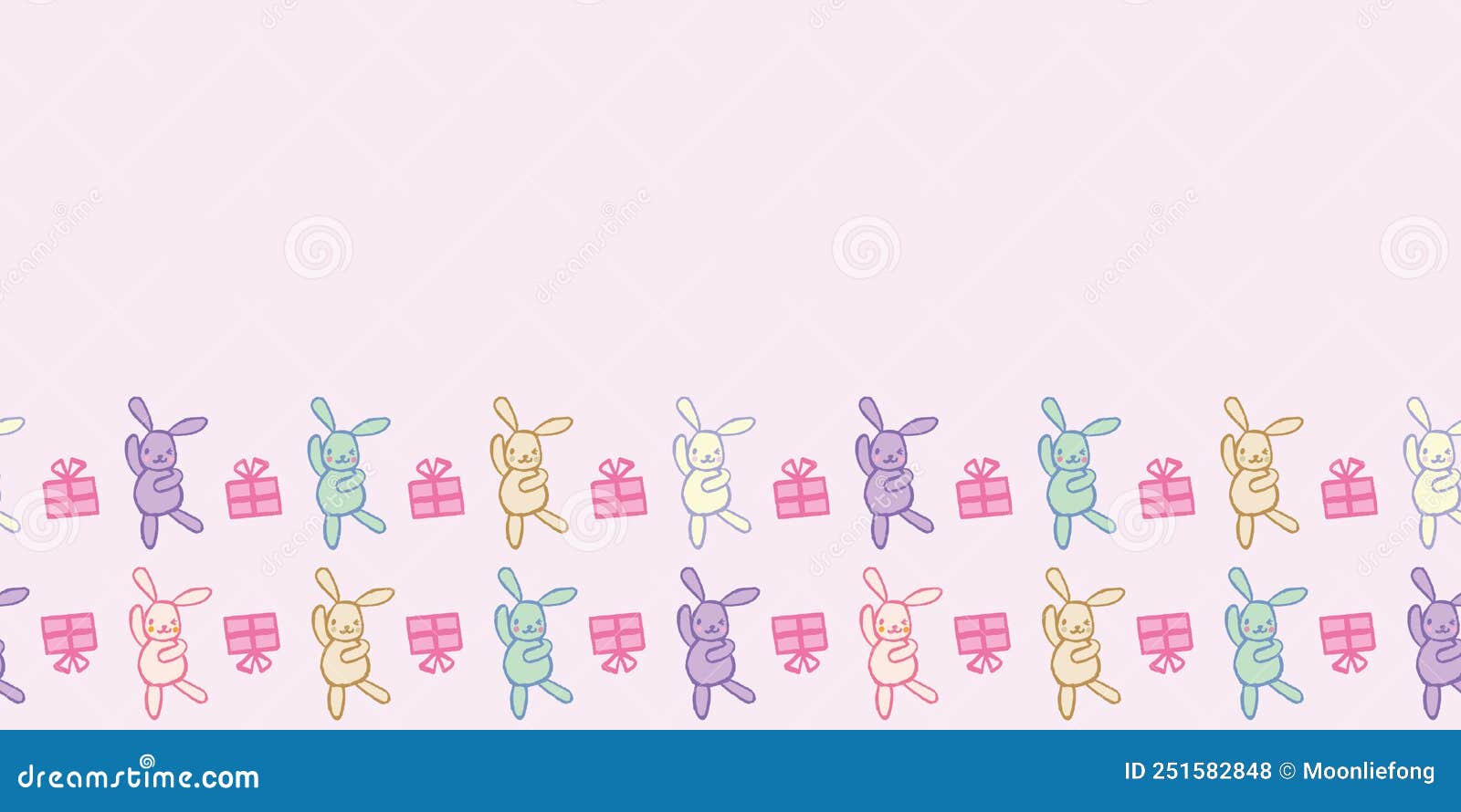Bunny Rabbit Gift Frame Border Seamless Pattern Vector Illustration ...