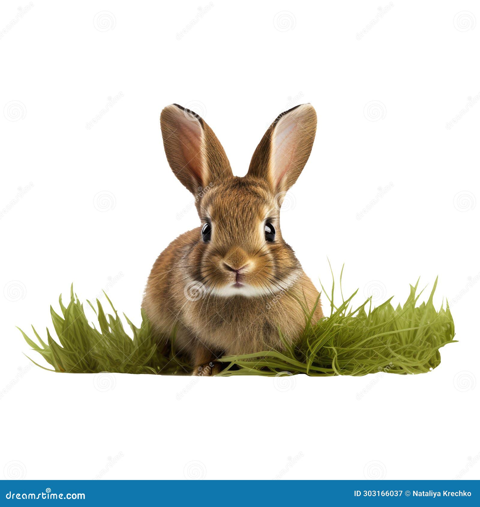 Bunny Rabbit in the Grass on a White Background Stock Image - Image of ...