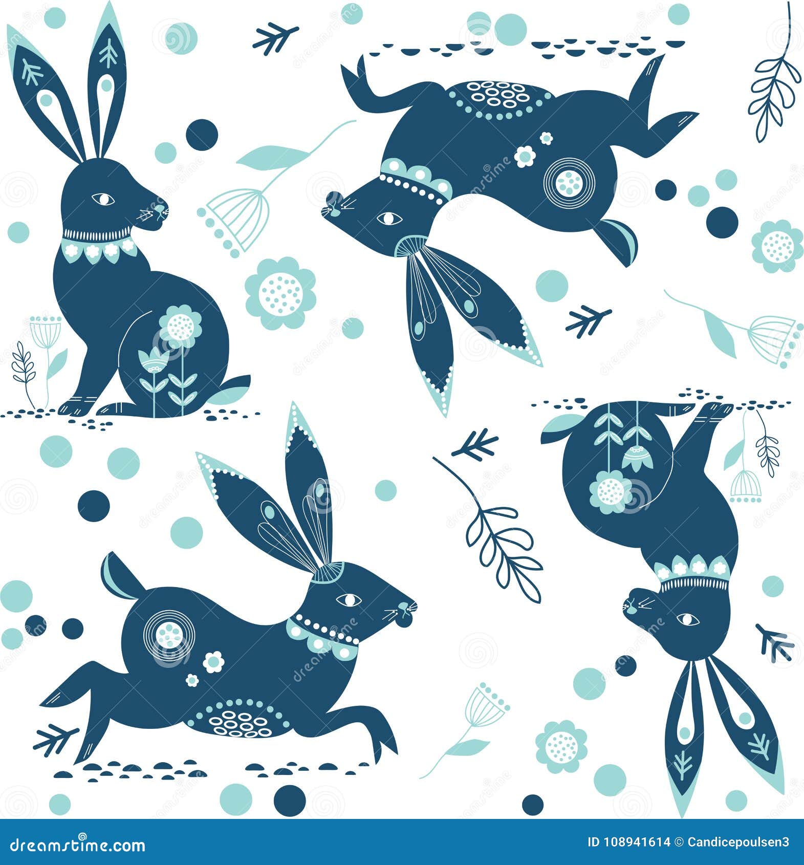 Bunny Rabbit Paisley Pattern Stock Vector - Illustration of drawn ...