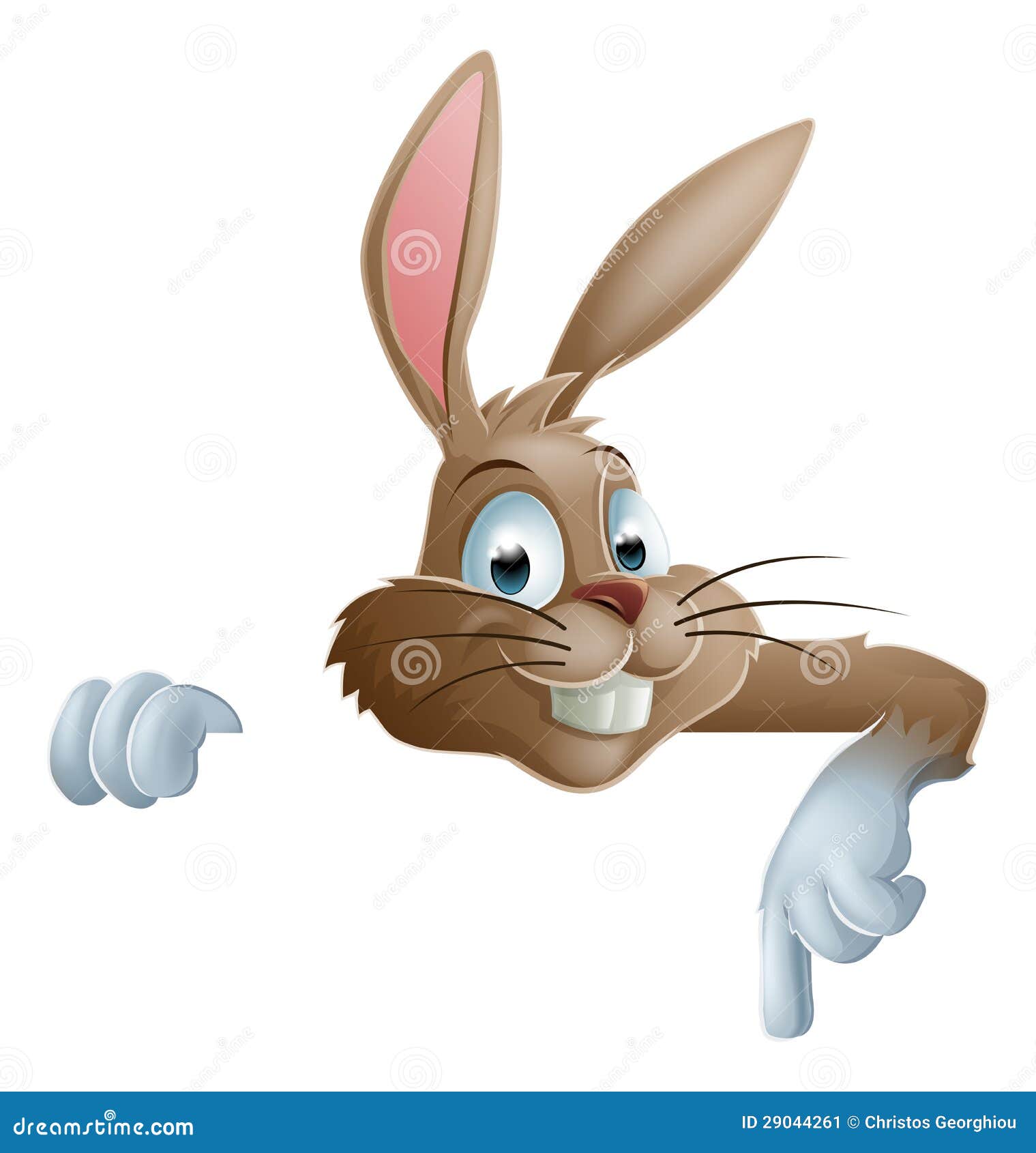 Bunny Rabbit Pointing Down stock vector. Illustration of blank - 29044261