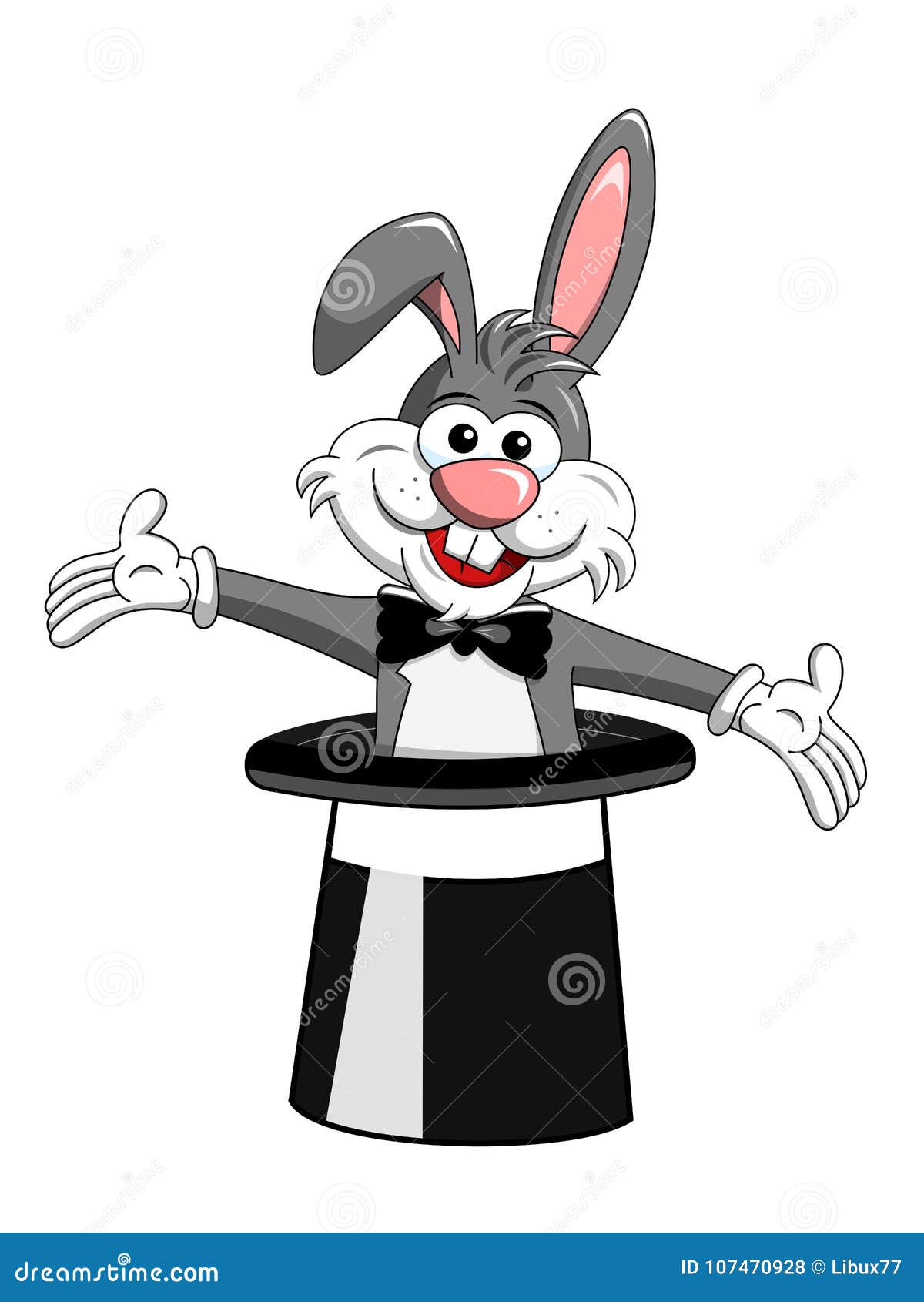Bunny Or Rabbit Popping Up From Top Hat Isolated Vector Illustration ...