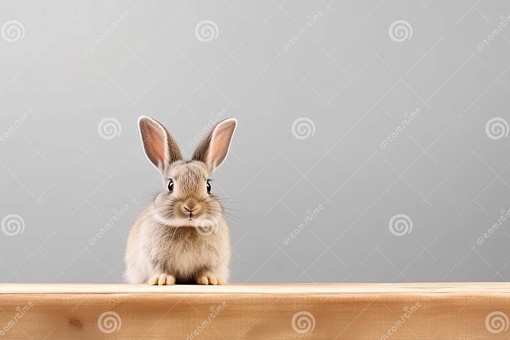 Bunny Rabbit Sitting in Front of Wall with Copy Space Stock ...