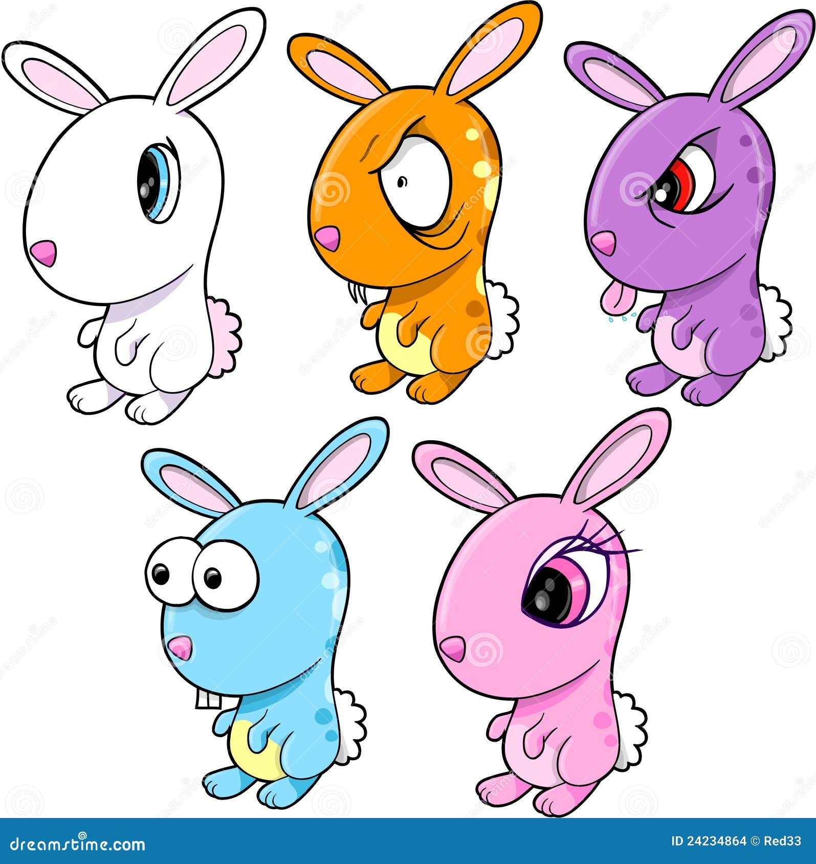 Bunny Rabbit Vector Set stock vector. Illustration of vector - 24234864