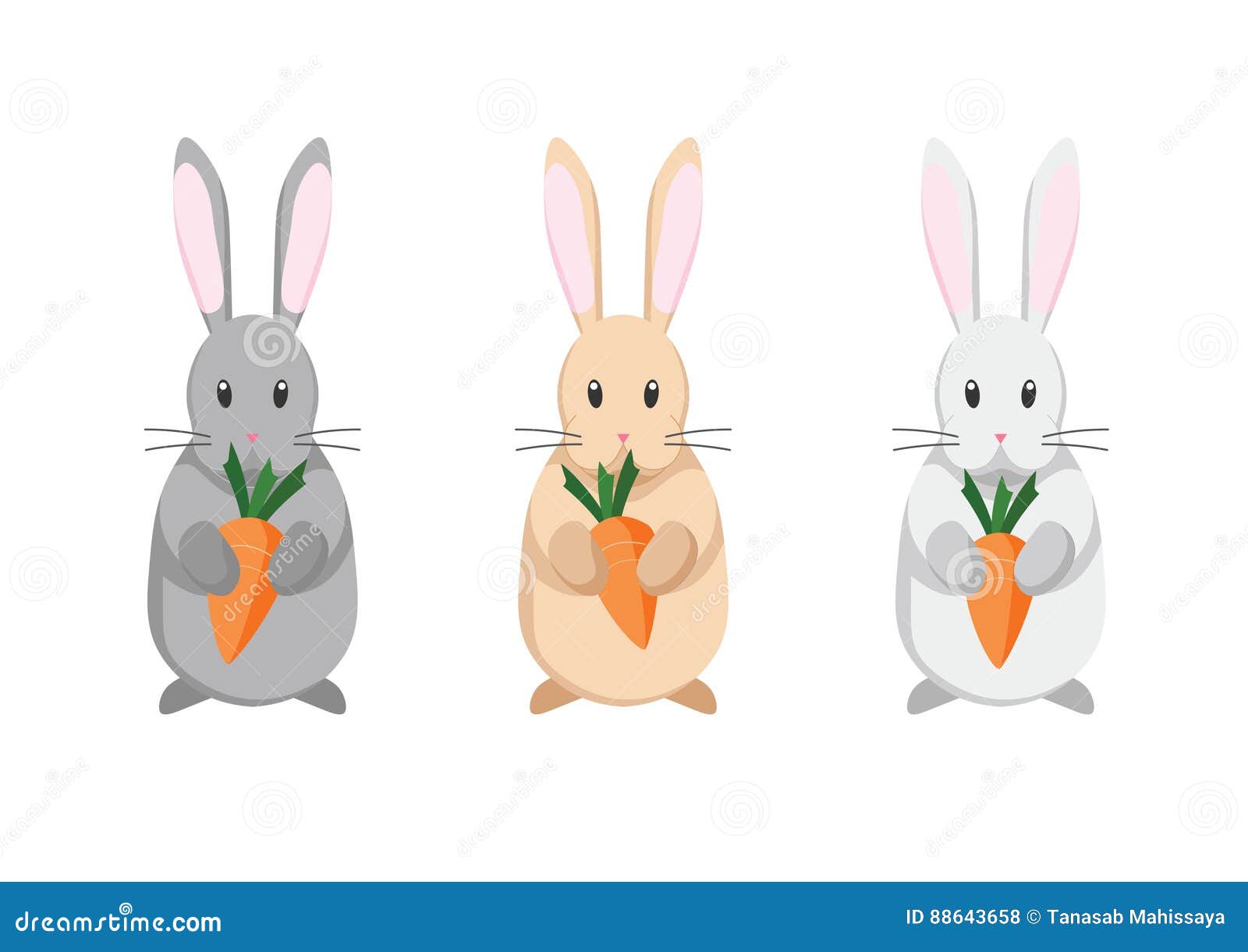 Bunny Rabbits with Carrots. Stock Vector - Illustration of easter ...