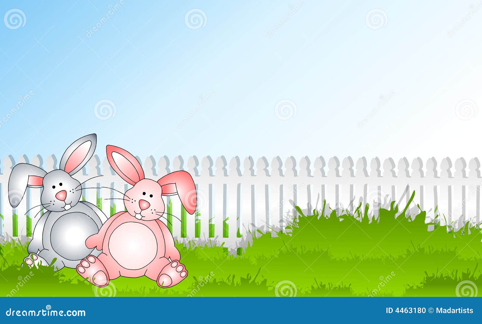 Rabbits Are Sitting In A Green Meadow. Hares Eat Summer Marking On The ...