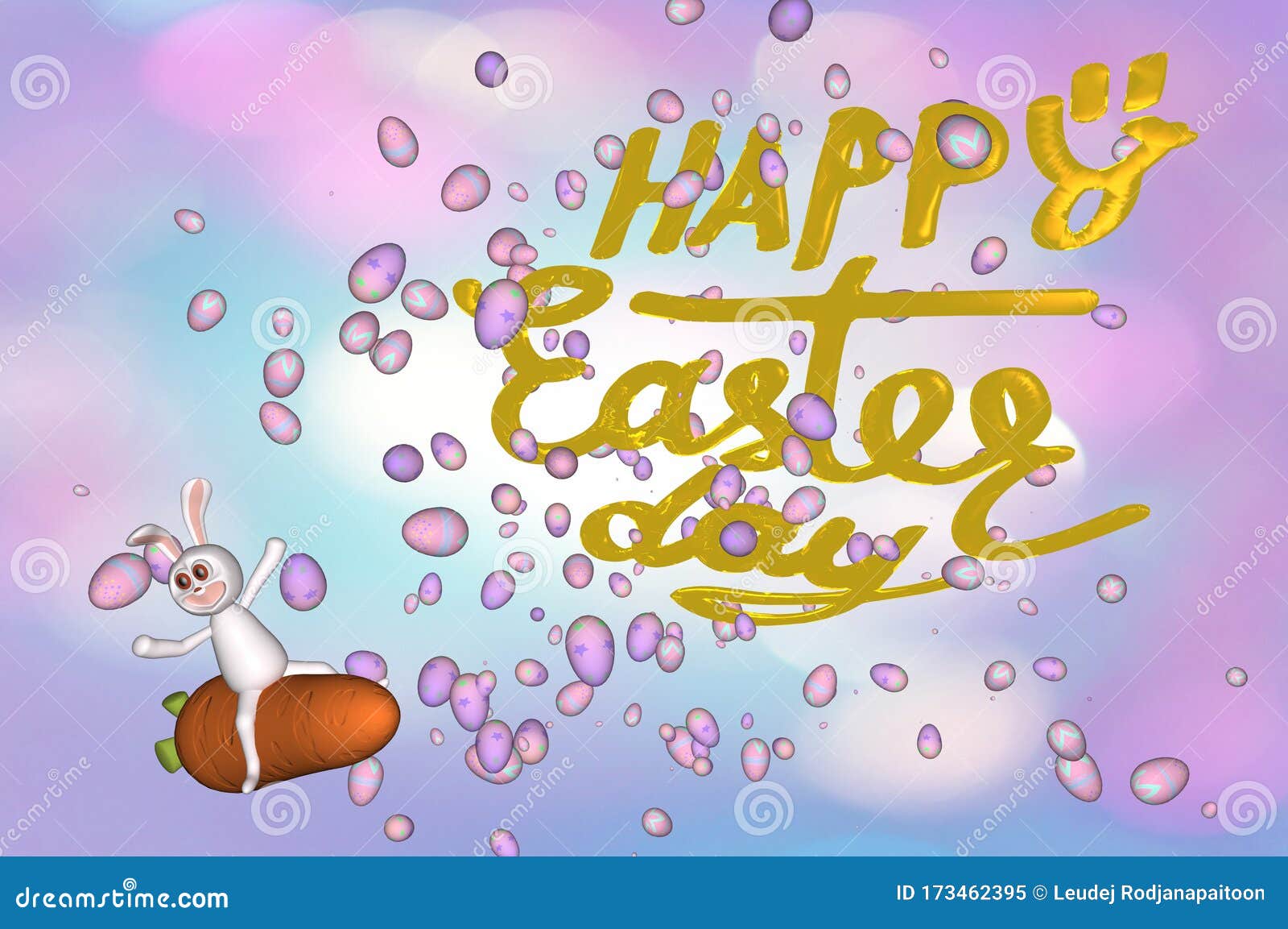 Bunny Racing Carrot with Easter Egg Background , Concept : HAPPY ...
