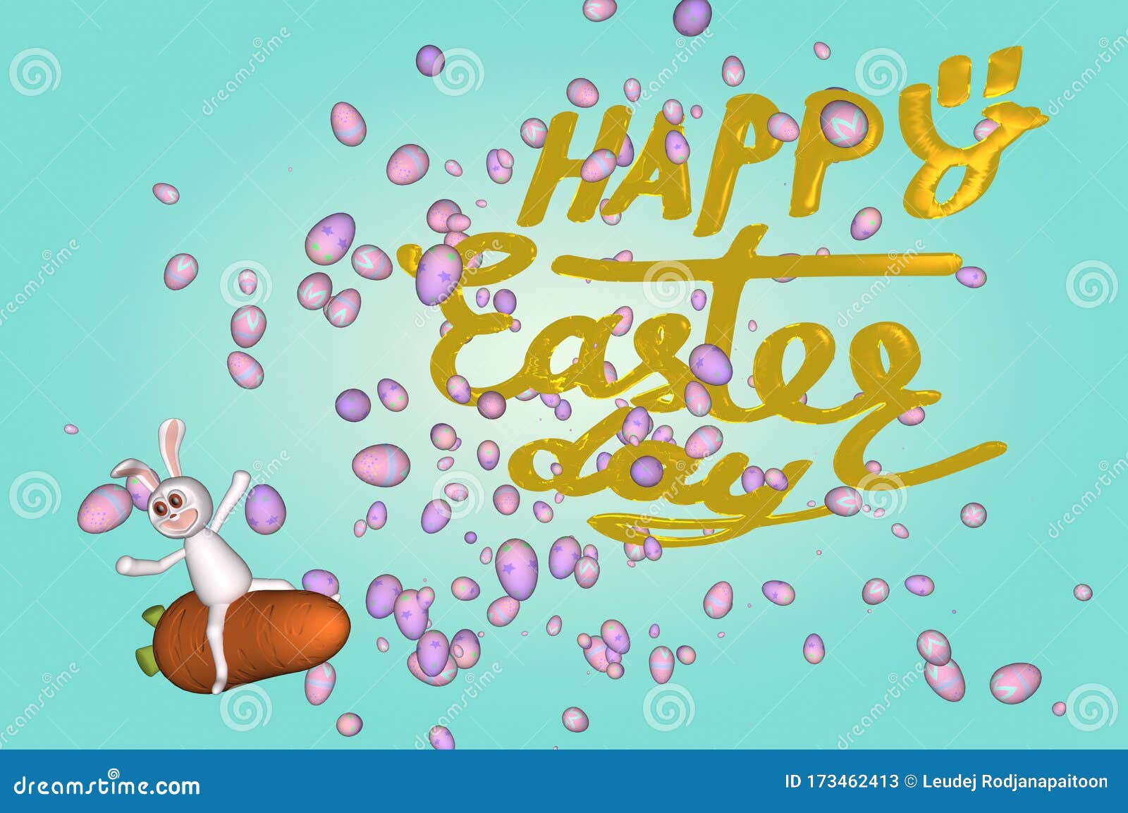 Bunny Racing Carrot with Easter Egg Background , Concept : HAPPY ...