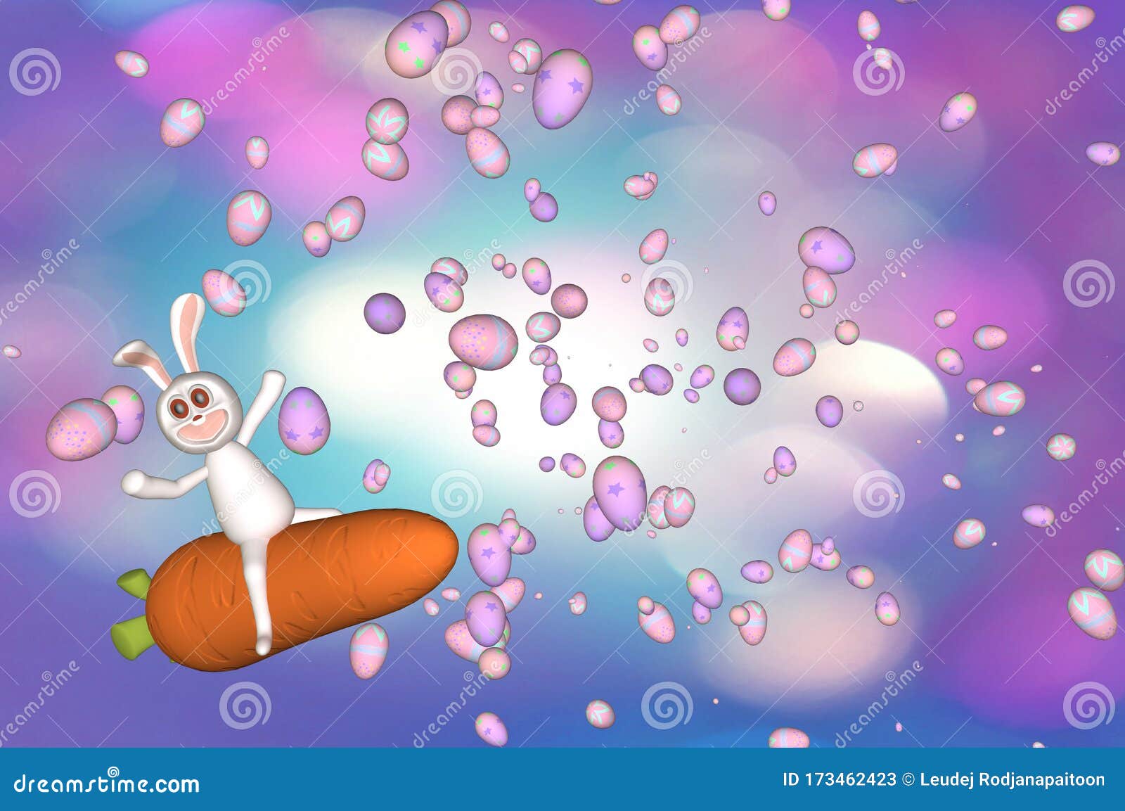 Bunny Racing Carrot with Easter Egg Background , Concept : HAPPY ...