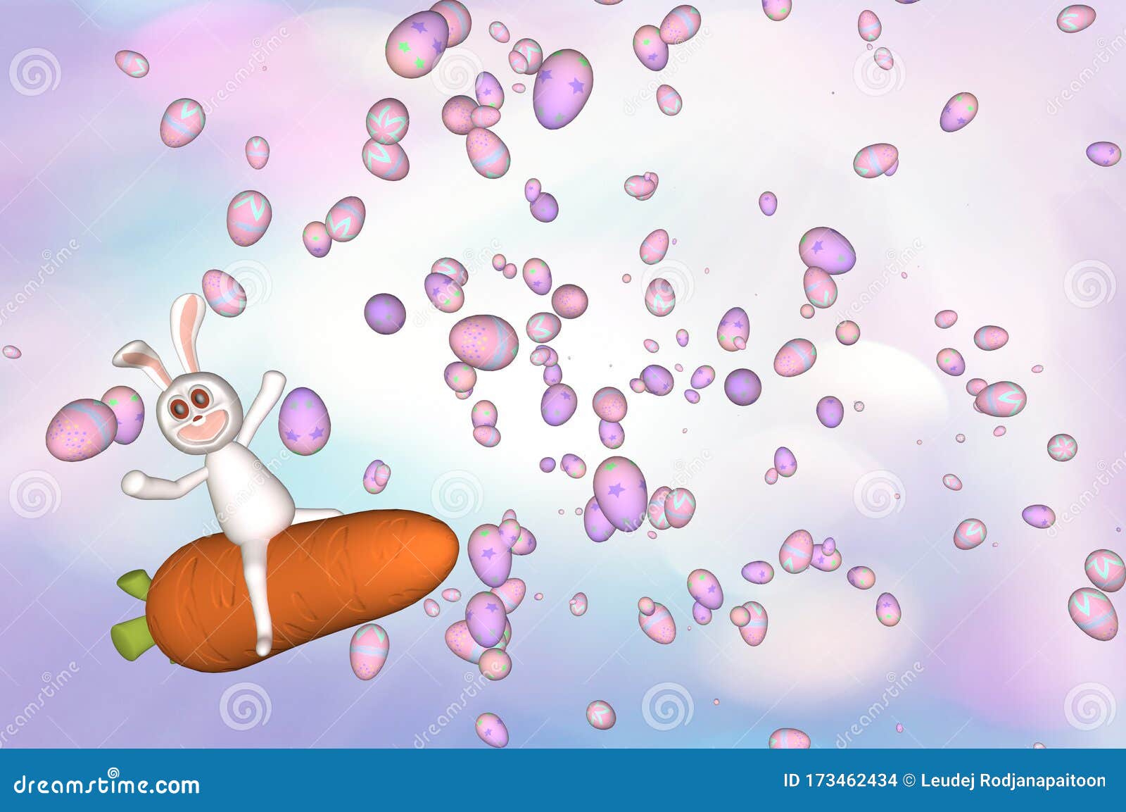 Bunny Racing Carrot with Easter Egg Background , Concept : HAPPY ...