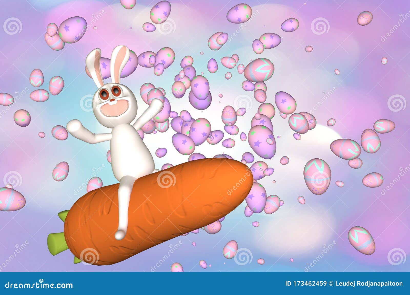 Bunny Racing Carrot with Easter Egg Background , Concept : HAPPY ...