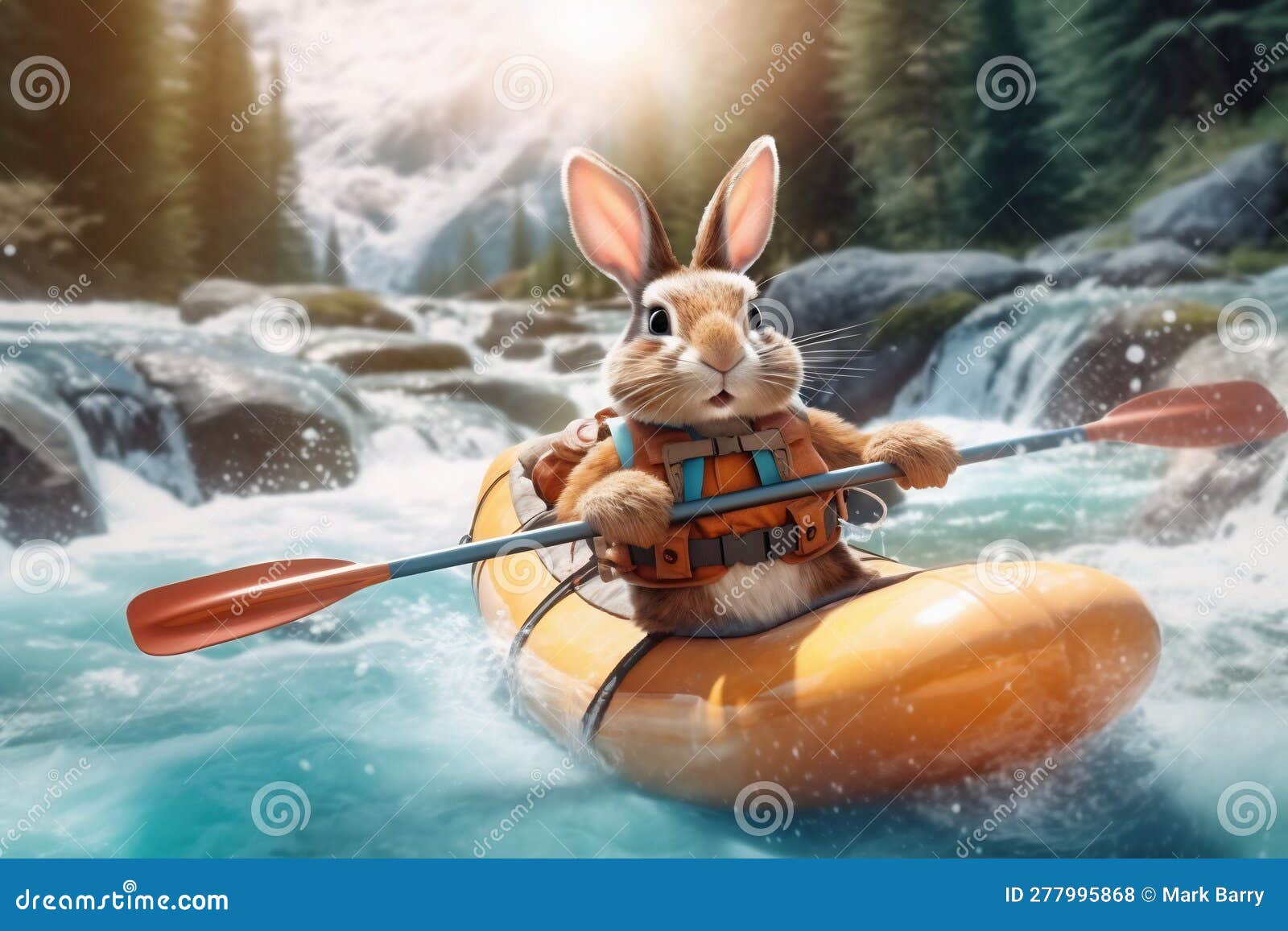 Bunny on a Rafting Trip. Generative AI Image. Stock Illustration ...