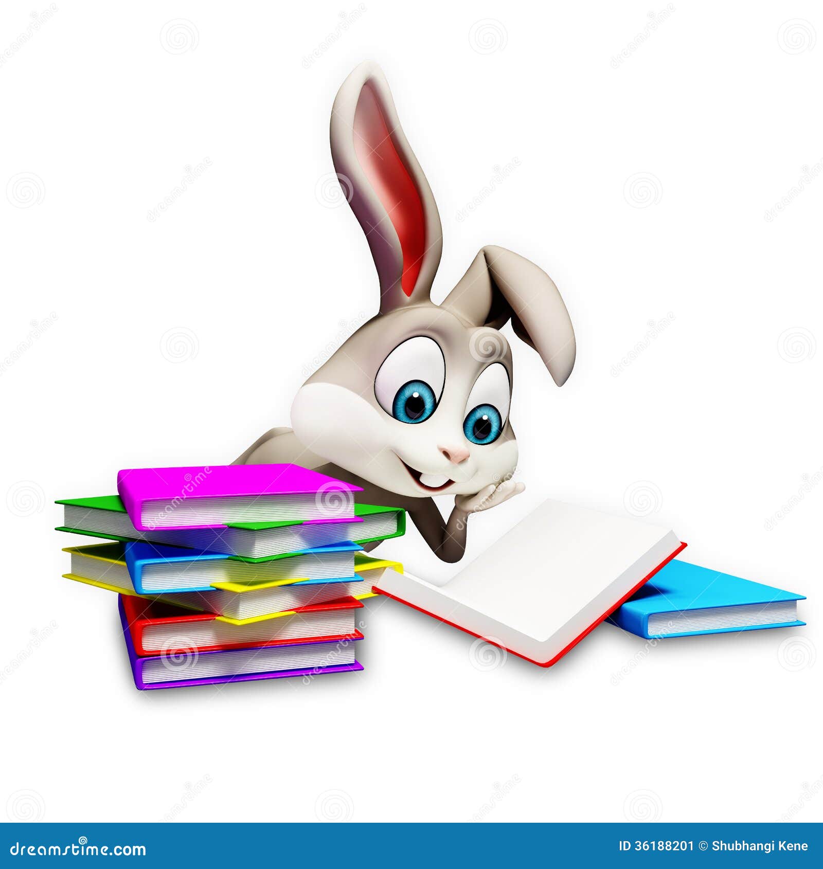 Bunny reading a books stock illustration. Illustration of bunny - 36188201