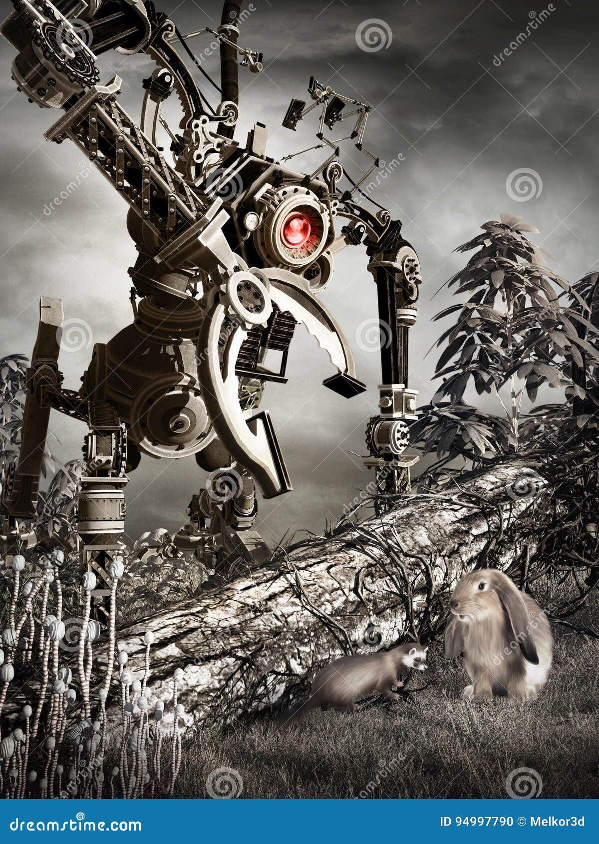 Bunny and robot stock illustration. Illustration of ferret - 94997790