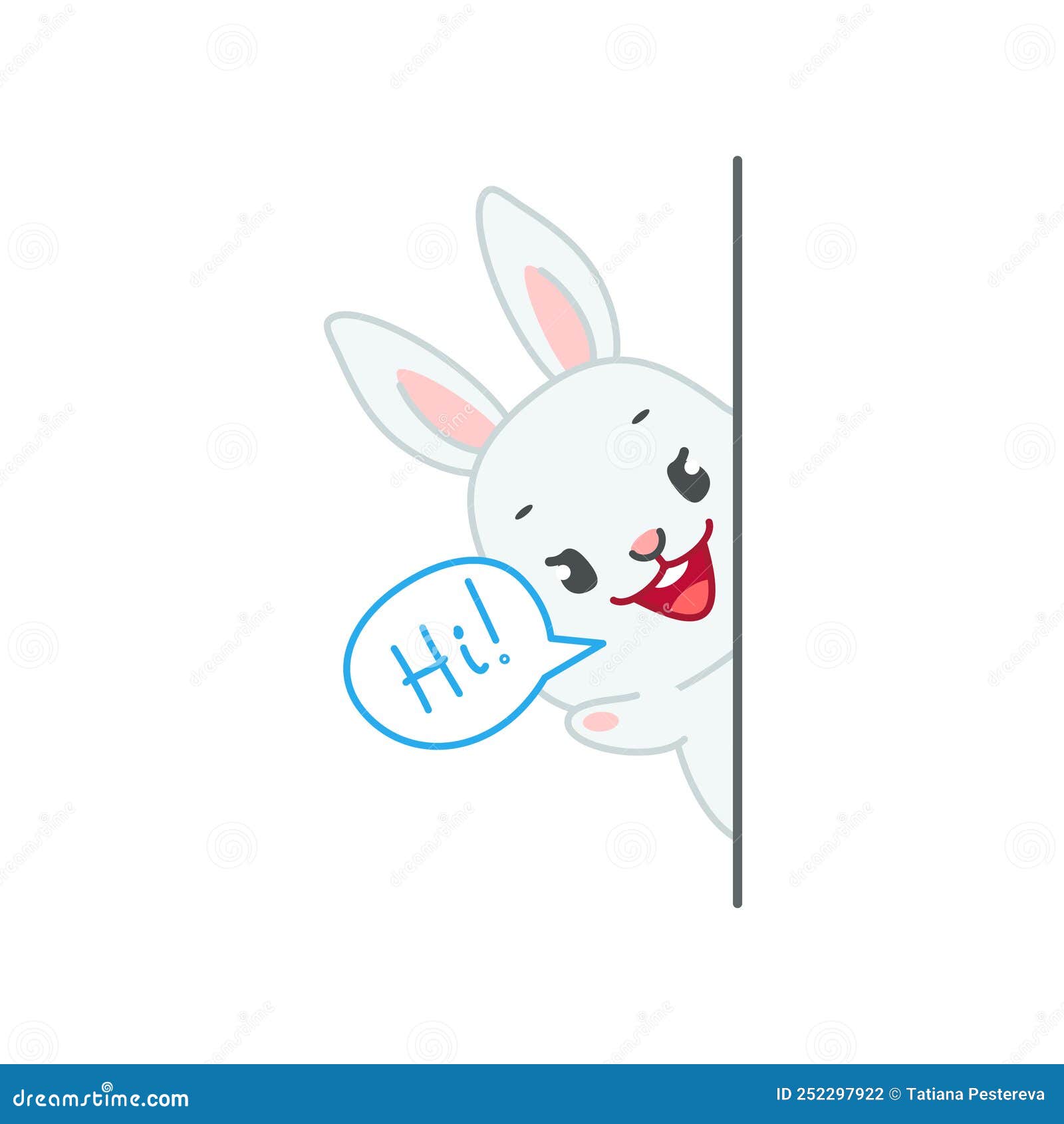 Cute bunny say `Hi!` stock vector. Illustration of morning - 252297922