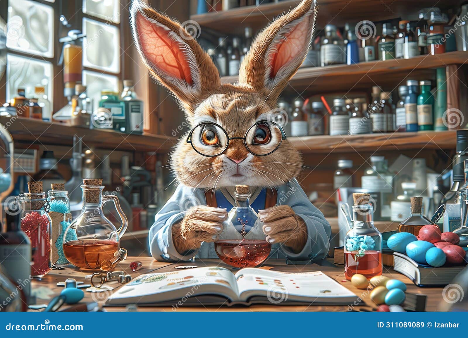 A Bunny Scientist Conducting Experiments in a Laboratory Generative AI ...