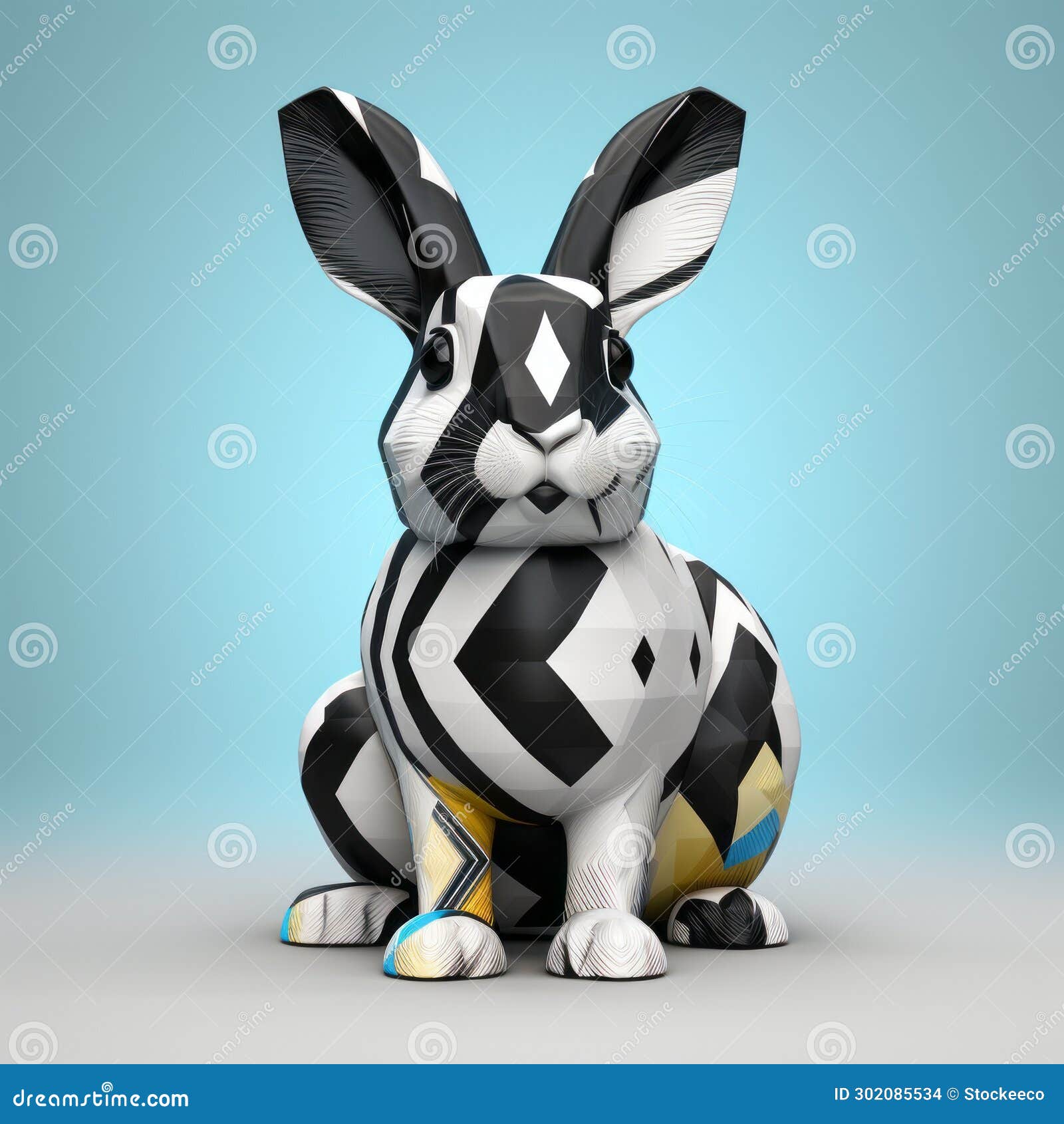 Colorful Geometric Bunny Sculpture: a Striking Zbrush Digital Art ...