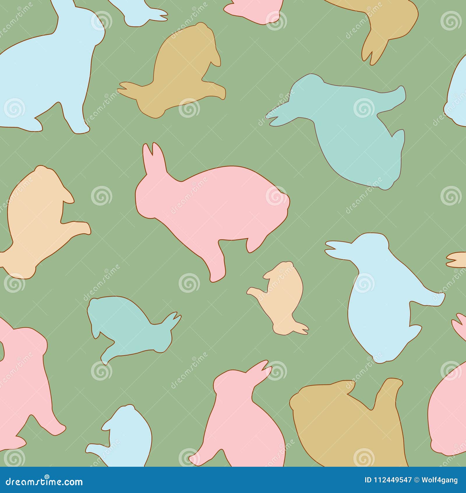 Bunny Seamless Pattern in Pastel Colors. Stock Illustration ...