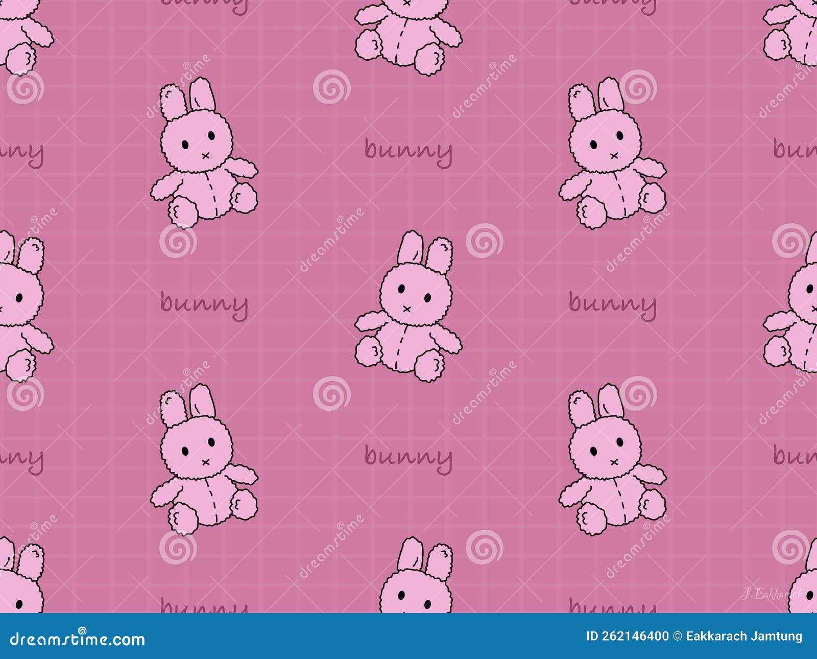 Bunny Seamless Pattern on Pink Background Stock Illustration ...