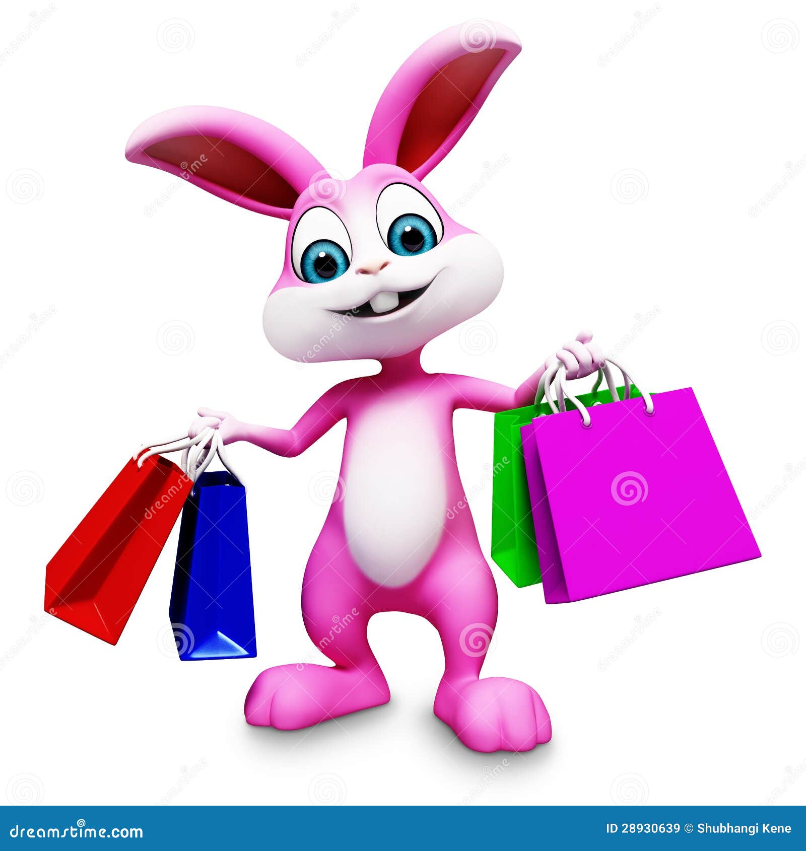 Bunny With Shopping Bags Stock Illustration Illustration Of Background