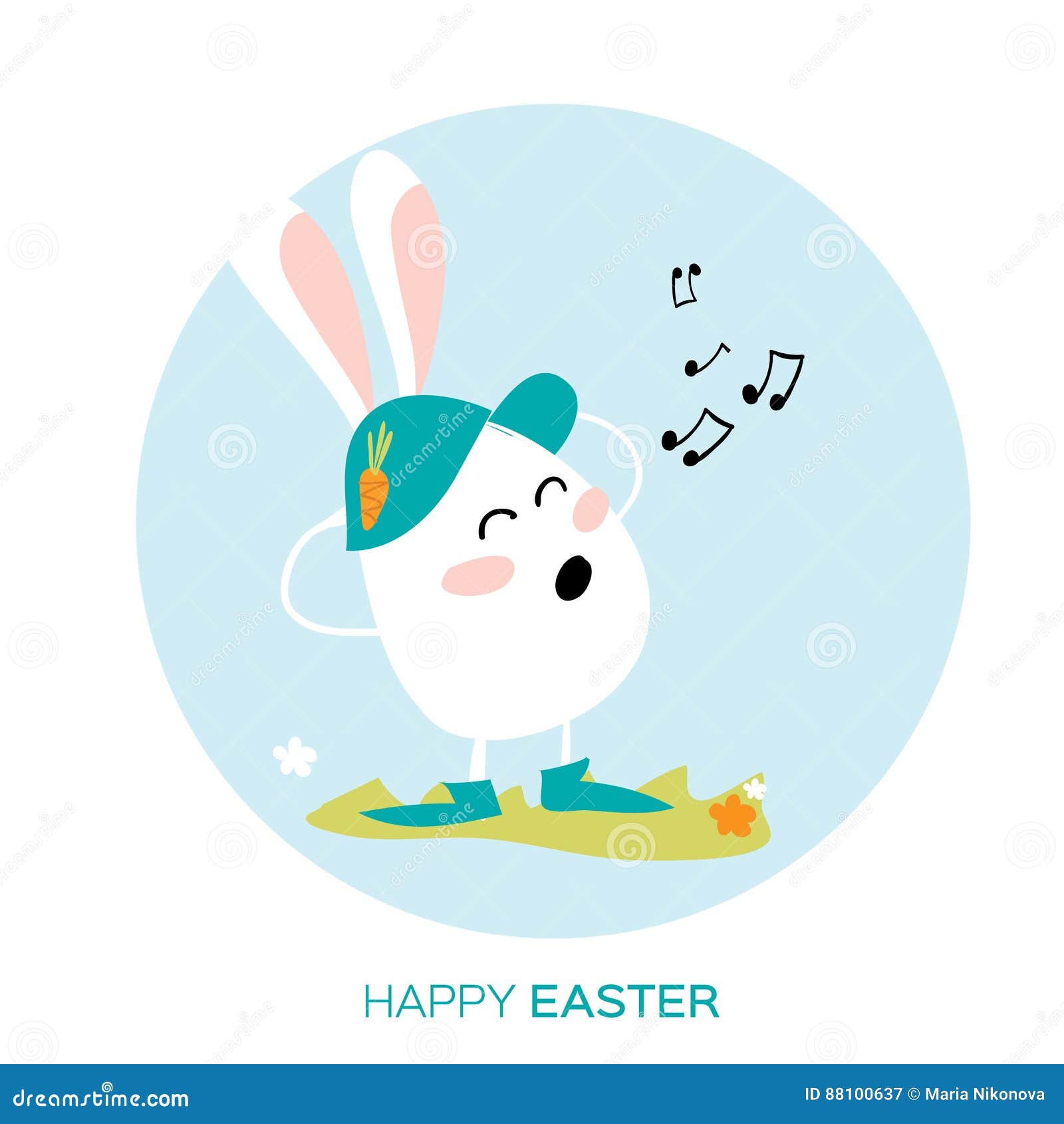 Bunny Singing. White Easter Rabbit Stock Vector - Illustration of baby ...